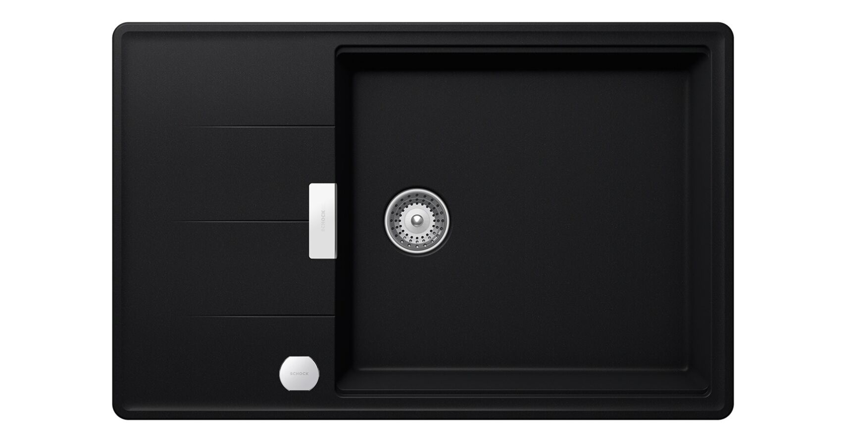 SCHOCK TIA D-100LS gránit mosogató, dugóemelő, szifonnal, fekete színben